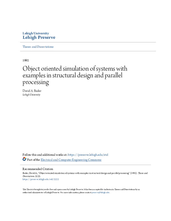 (PDF) Object oriented simulation of systems with examples in structural design and parallel ...