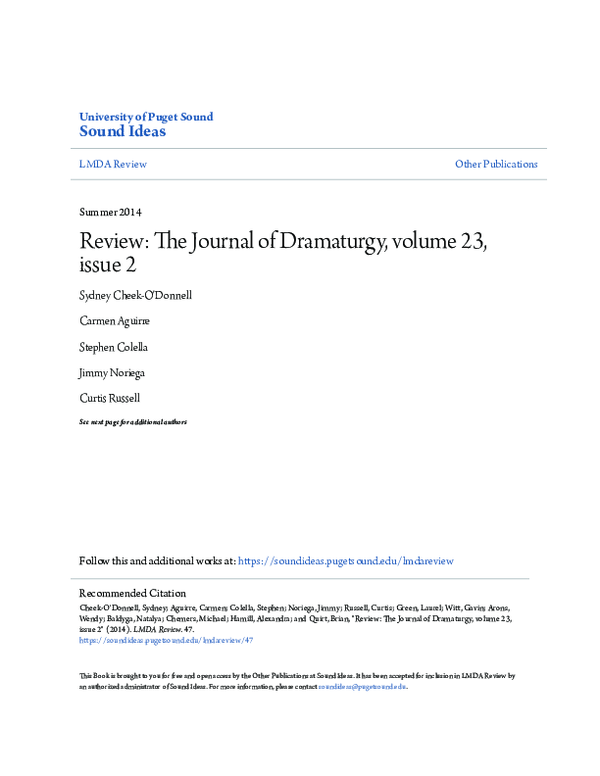 (PDF) Review: The Journal of Dramaturgy, volume 23, issue 2