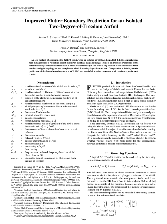 (PDF) Improved Flutter Boundary Prediction for an Isolated Two-Degree ...