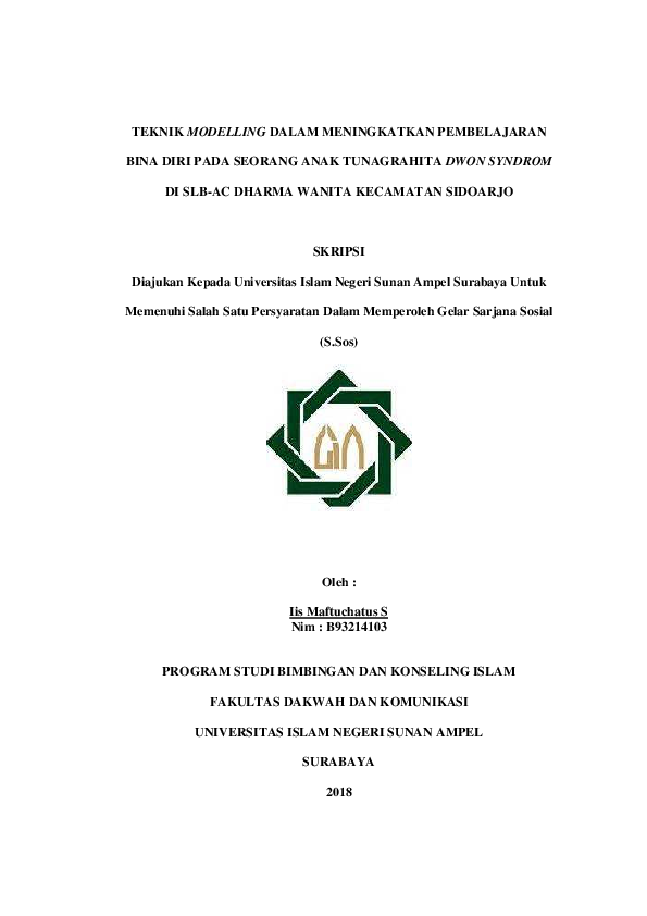 (PDF) Teknik modelling dalam meningkatkan pembelajaran bina diri pada ...