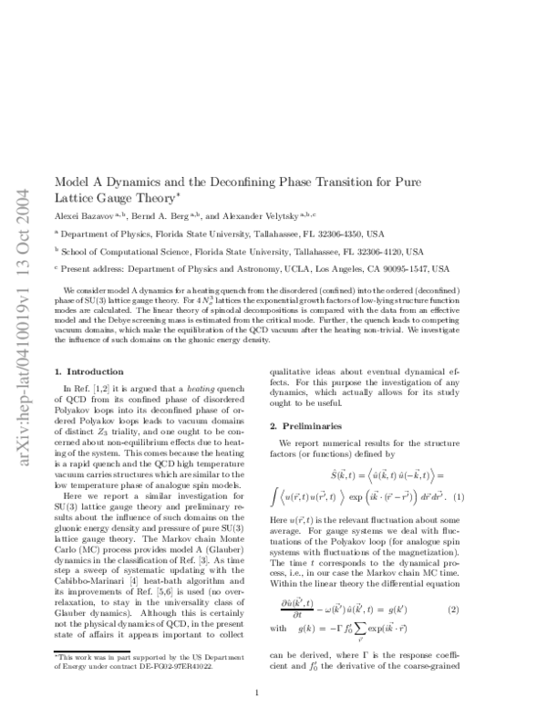(PDF) Evolution of the Structure Factors in Pure Su(N) Lattice Gauge Theory and Effective Spin ...