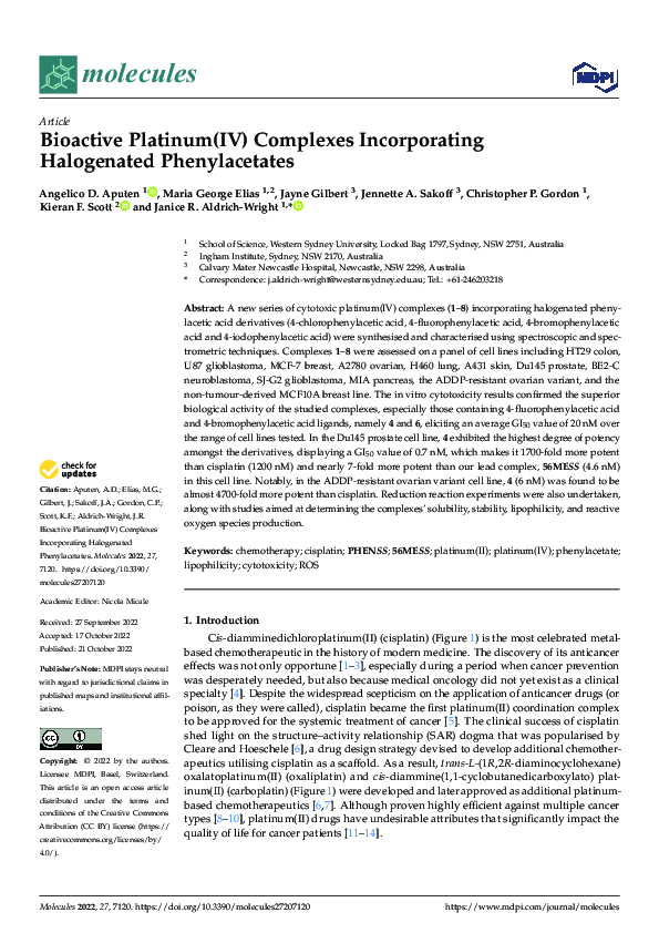 (PDF) Bioactive Platinum(IV) Complexes Incorporating Halogenated ...
