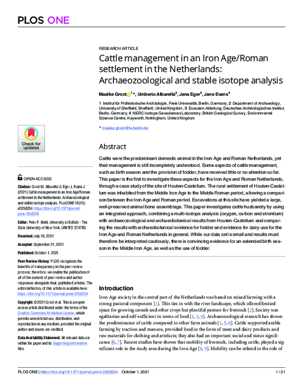 (PDF) Cattle management in an Iron Age/Roman settlement in the ...