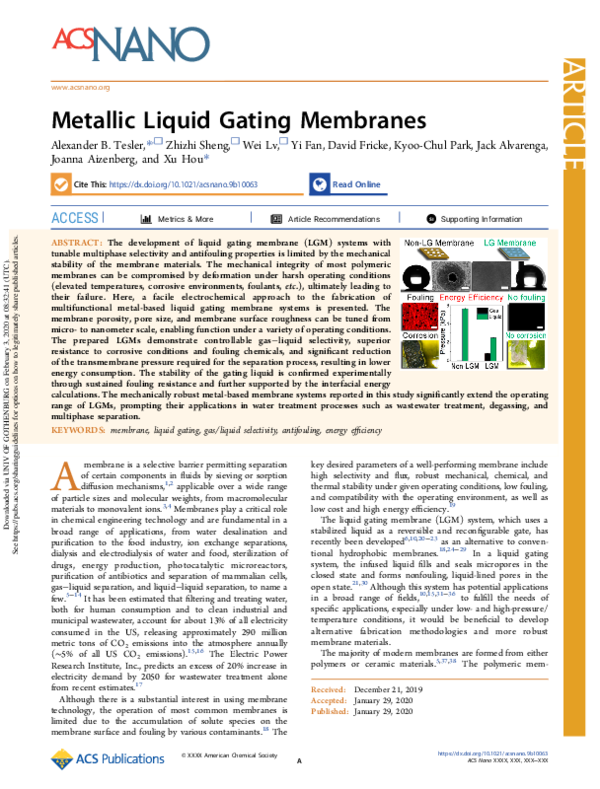 (PDF) Metallic Liquid Gating Membranes