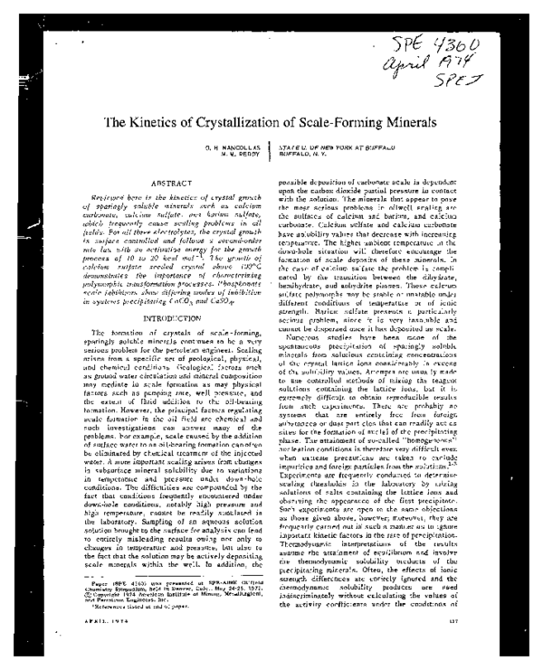 (PDF) The Kinetics of Crystallization of Scale-Forming Minerals