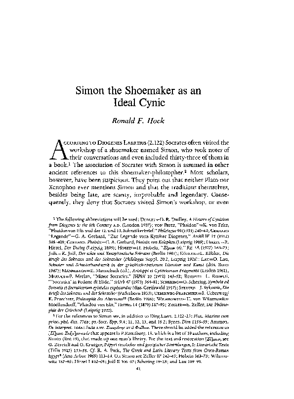 (PDF) Simon the Shoemaker as an Ideal Cynic