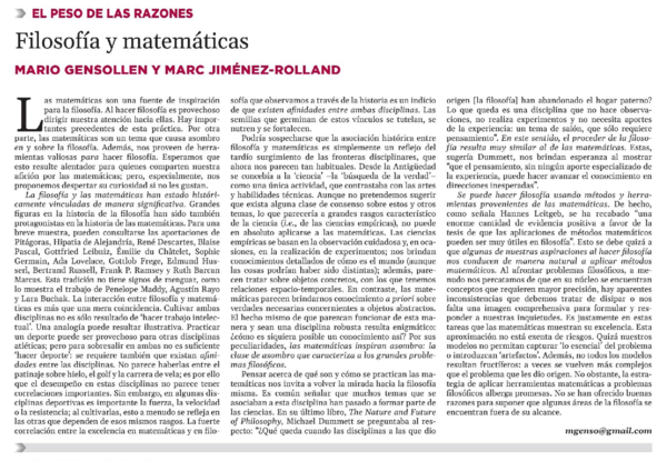 (PDF) Filosofía y matemáticas