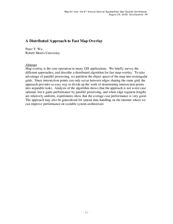 (PDF) A Distributed Approach to Fast Map Overlay