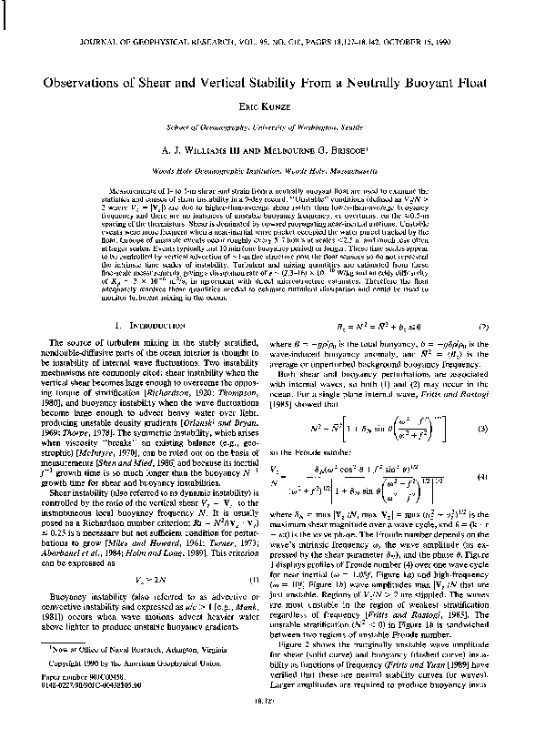 (PDF) Observations of shear and vertical stability from a neutrally ...