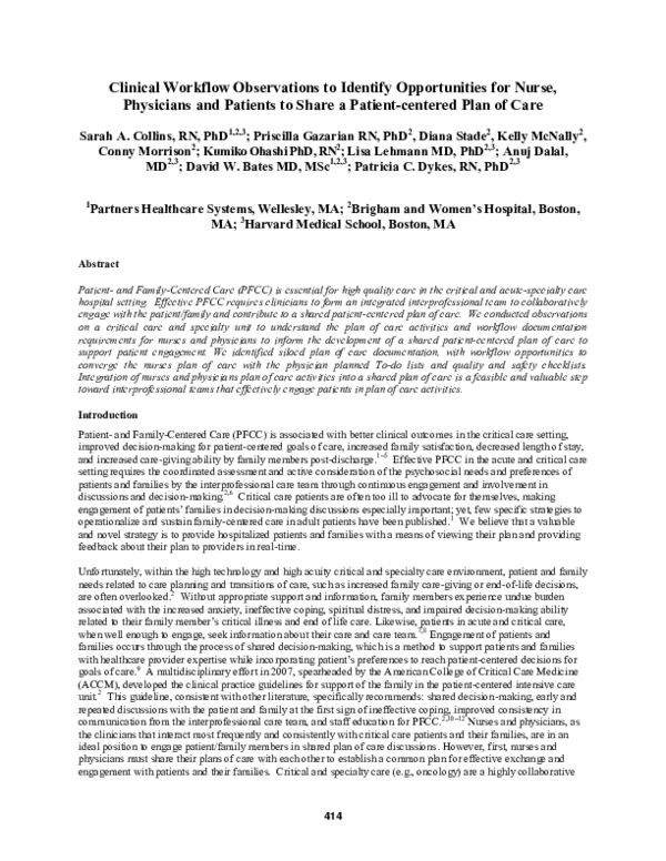 (PDF) Clinical Workflow Observations to Identify Opportunities for ...
