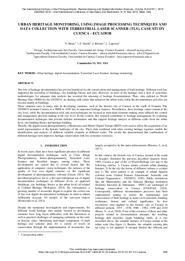 (PDF) Urban Heritage Monitoring, Using Image Processing Techniques and Data Collection with ...