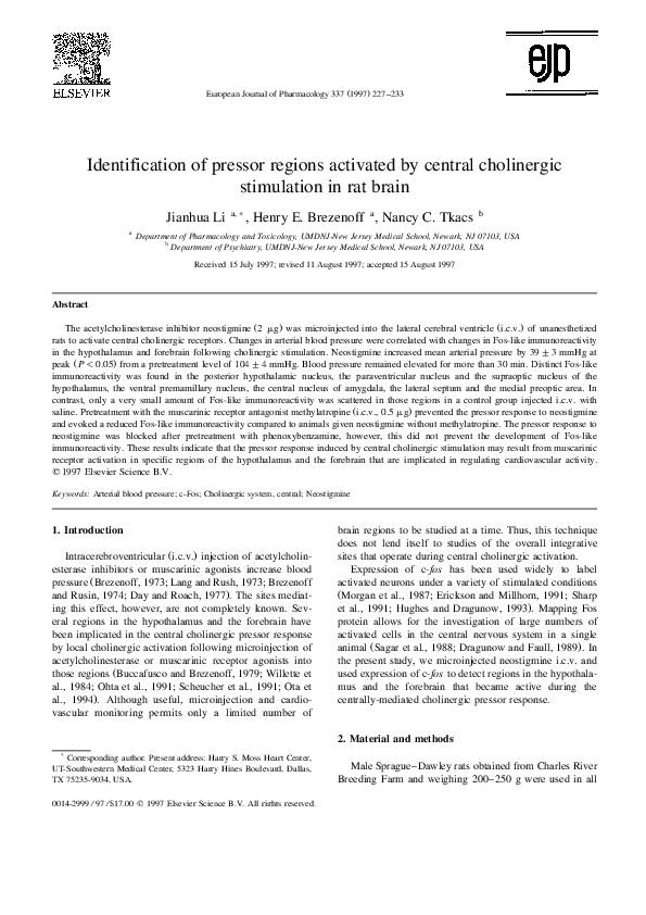 (PDF) Identification of pressor regions activated by central ...