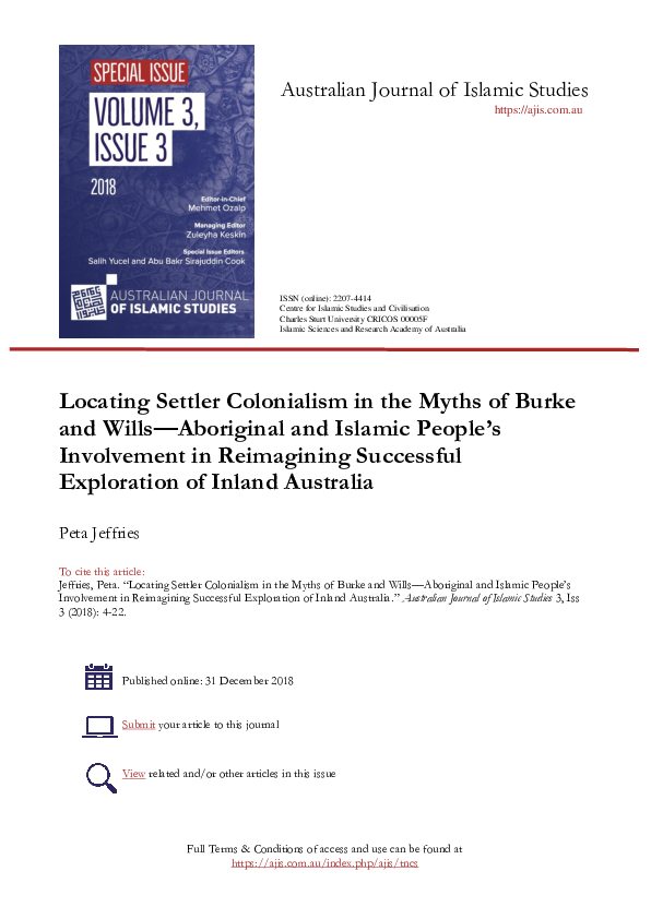 (PDF) Locating Settler Colonialism in the Myths of Burke and Wills