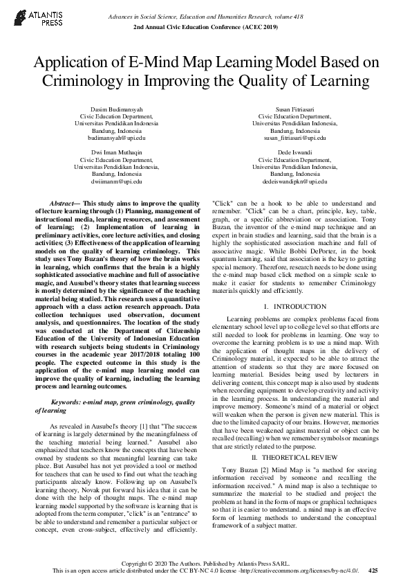 (PDF) Application of E-Mind Map Learning Model Based on Criminology in Improving the Quality of ...