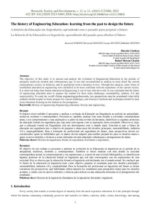 (PDF) The history of Engineering Education: learning from the past to design the future