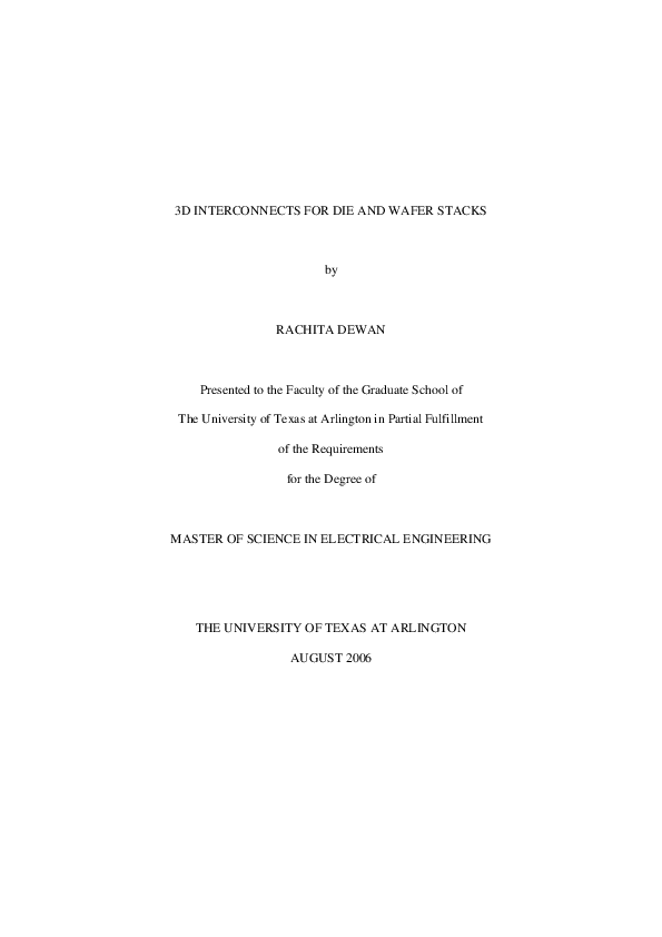 (PDF) 3D Interconnects For Die And Wafer Stacks