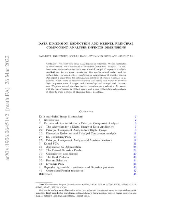 Pdf Data Dimension Reduction And Kernel Principal Component Analysis 