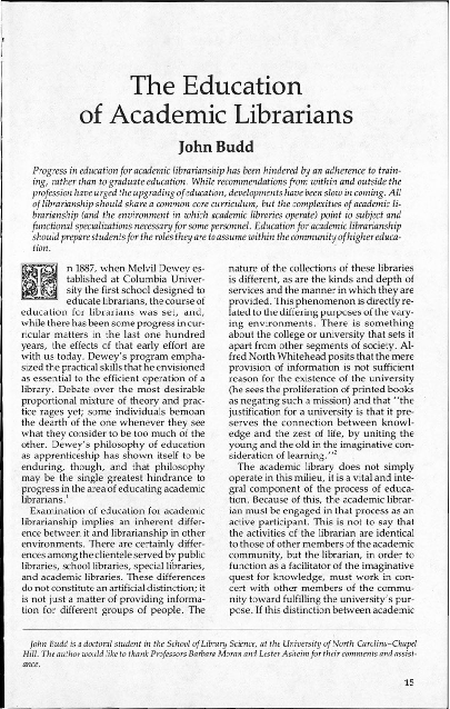 (PDF) The Education of Academic Librarians