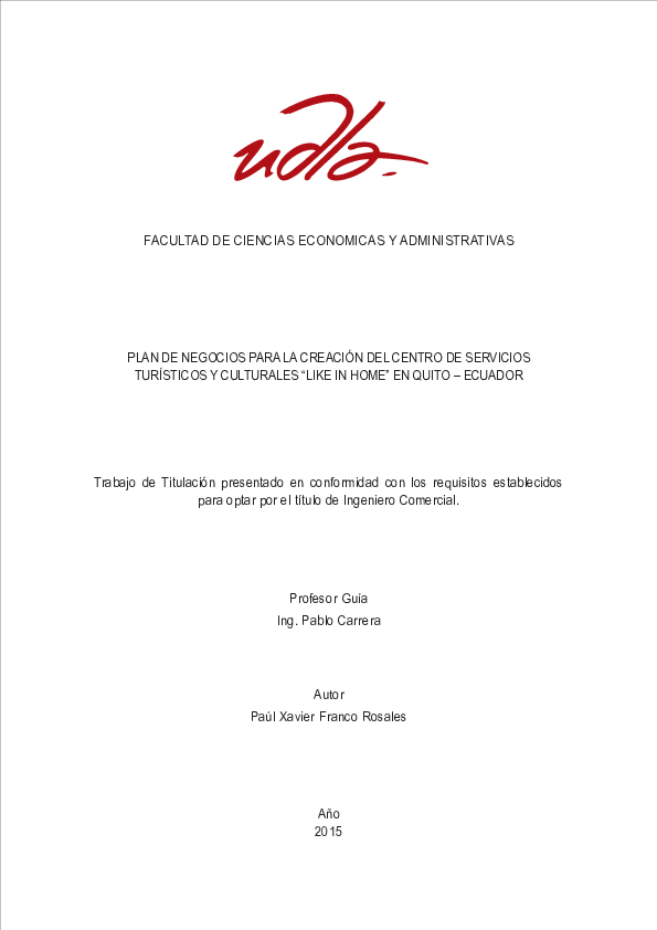 (PDF) Plan de negocios para la creación del centro de servicios turísticos y culturales “Like In ...