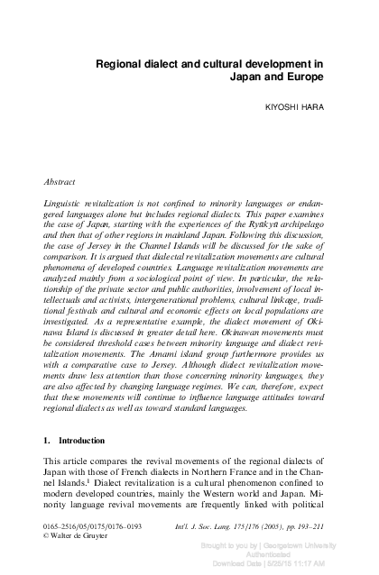(PDF) Regional dialect and cultural development in Japan and Europe