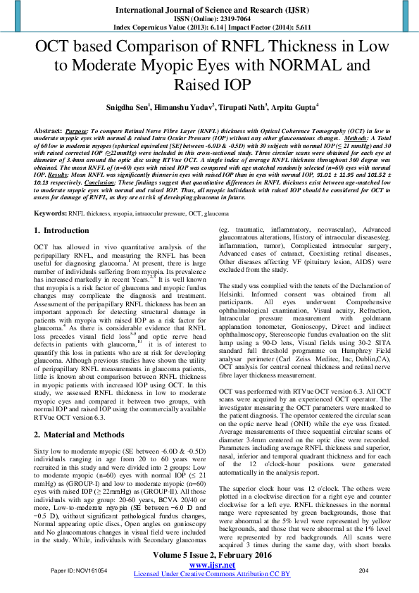 (PDF) OCT based Comparison of RNFL Thickness in Low to Moderate Myopic ...