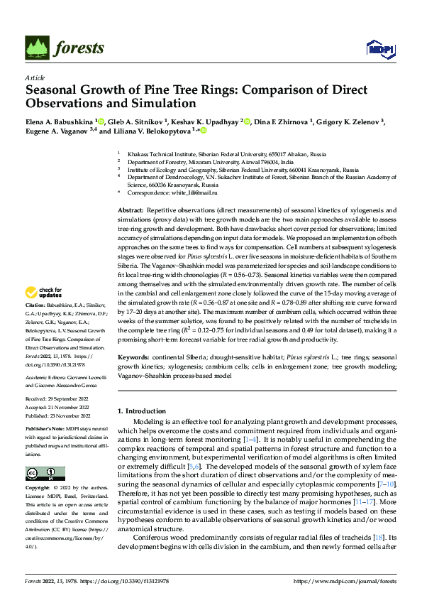(PDF) Seasonal Growth of Pine Tree Rings: Comparison of Direct ...