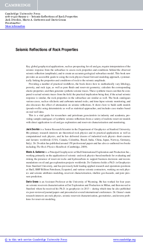 (PDF) Seismic Reflections of Rock Properties