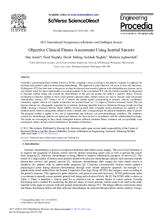 (PDF) Objective Clinical Fitness Assessment Using Inertial Sensors (PDF) Objective Clinical Fitness Assessment Using Inertial Sensors