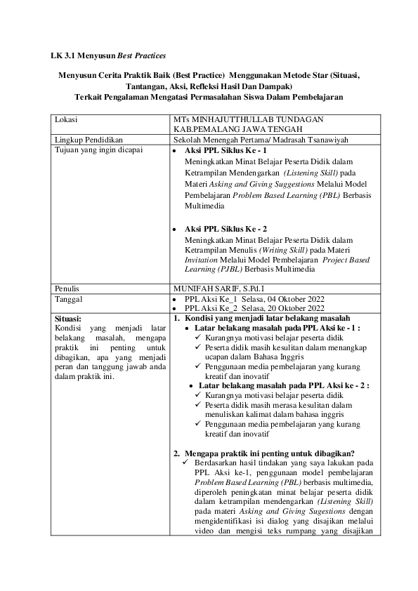 (PDF) Best Practise siklus 1 dan siklus 2