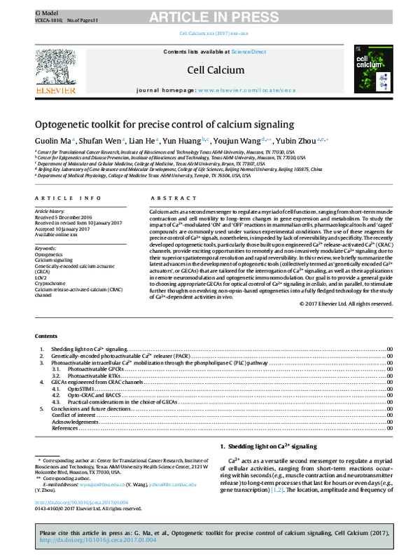 Pdf Optogenetic Toolkit For Precise Control Of Calcium Signaling