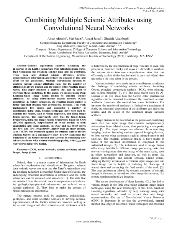 Pdf Combining Multiple Seismic Attributes Using Convolutional Neural Networks