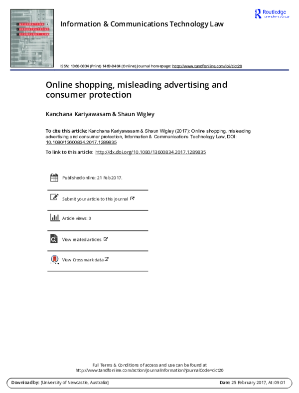 (PDF) Online shopping, misleading advertising and consumer protection