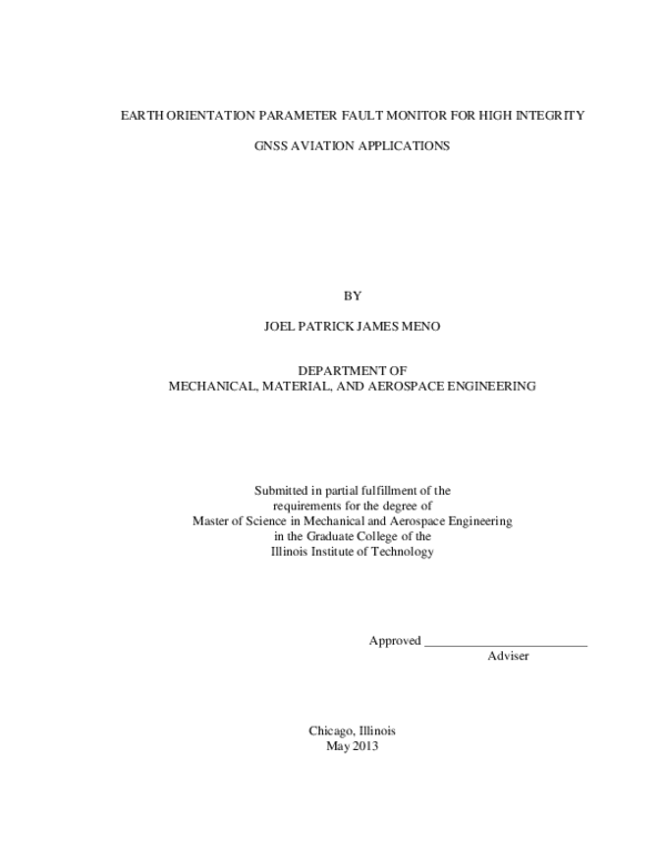 (PDF) Earth Orientation Parameter Fault Monitor for High Integrity GNSS ...