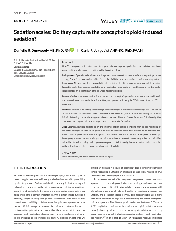 (PDF) Sedation scales: Do they capture the concept of opioid-induced ...