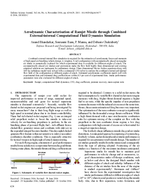 (PDF) Aerodynamic Characterisation of Ramjet Missile through Combined ...