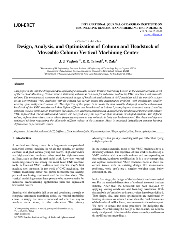 (PDF) Design, Analysis, and Optimization of Column and Headstock of ...