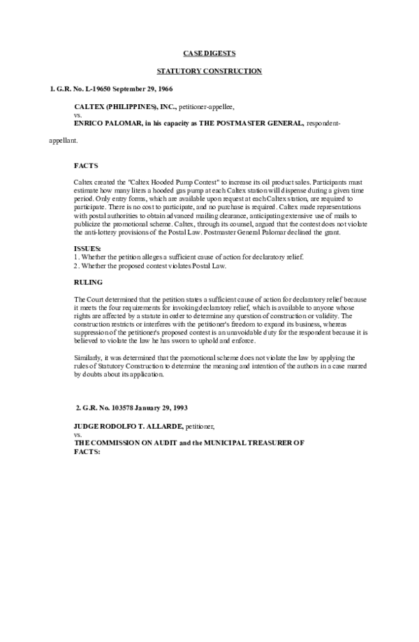 (DOC) Case Digests Statcon