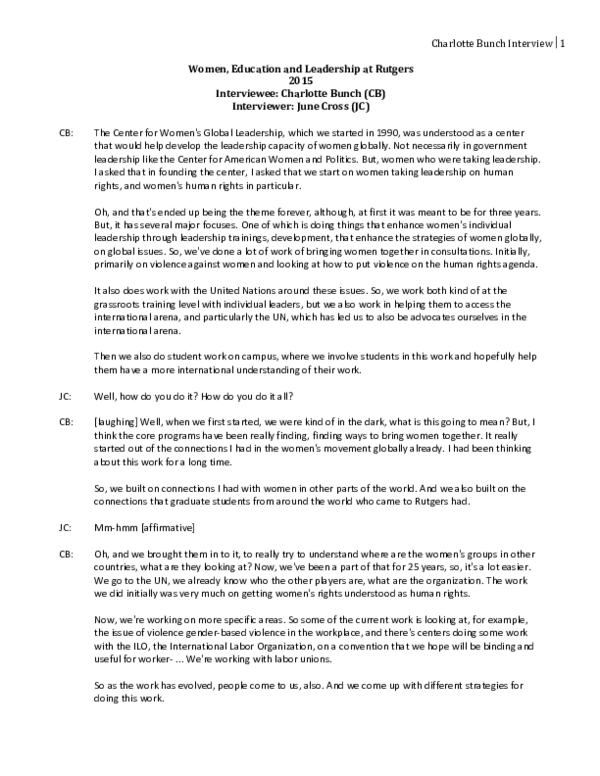 (PDF) Interview with Charlotte Bunch