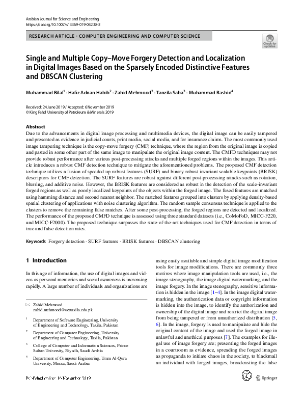 (PDF) Single and Multiple Copy–Move Forgery Detection and Localization in Digital Images Based ...