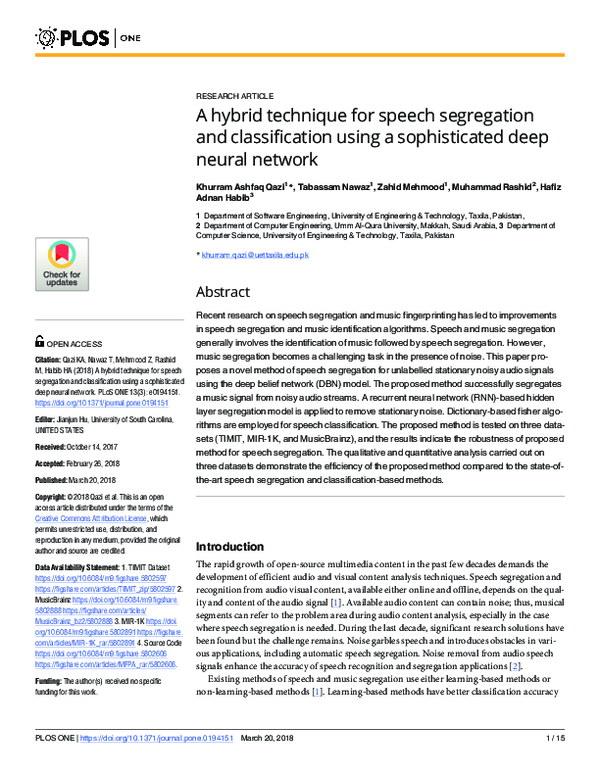 (PDF) A hybrid technique for speech segregation and classification using a sophisticated deep ...