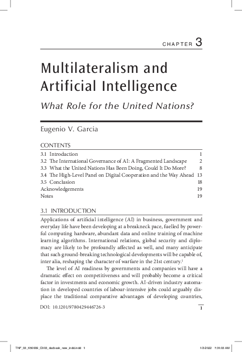 (PDF) Multilateralism and artificial intelligence: what role for the ...