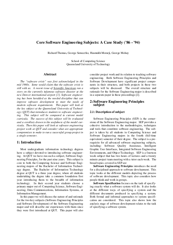 (PDF) Core software engineering subjects: a case study ('86-'94)