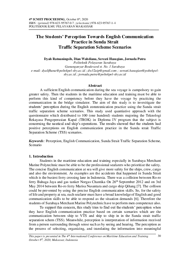 (PDF) The Students’ Perception Towards English Communication Practice ...