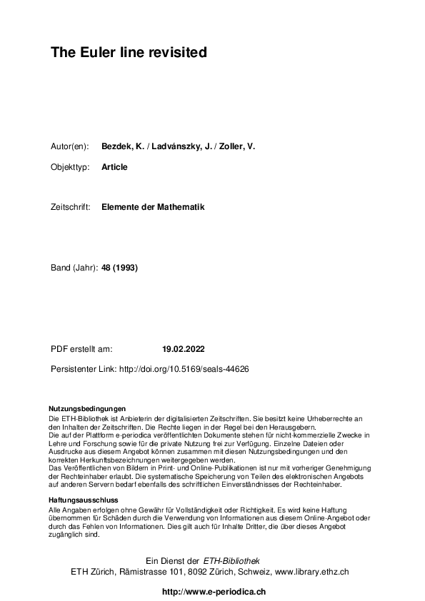 (PDF) The Euler line revisited