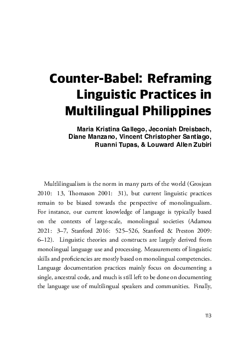 (PDF) Counter-Babel: Reframing Linguistic Practices in Multilingual ...