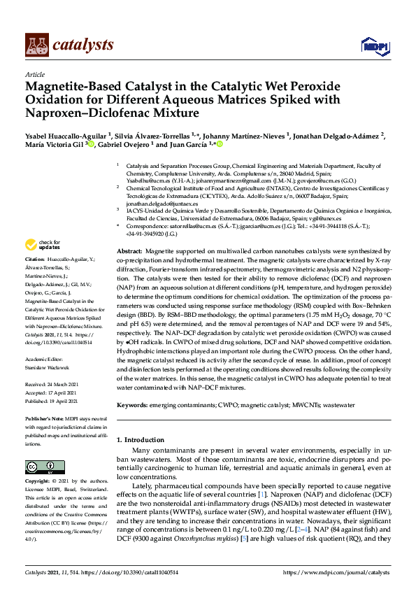 (PDF) Magnetite-Based Catalyst in the Catalytic Wet Peroxide Oxidation ...