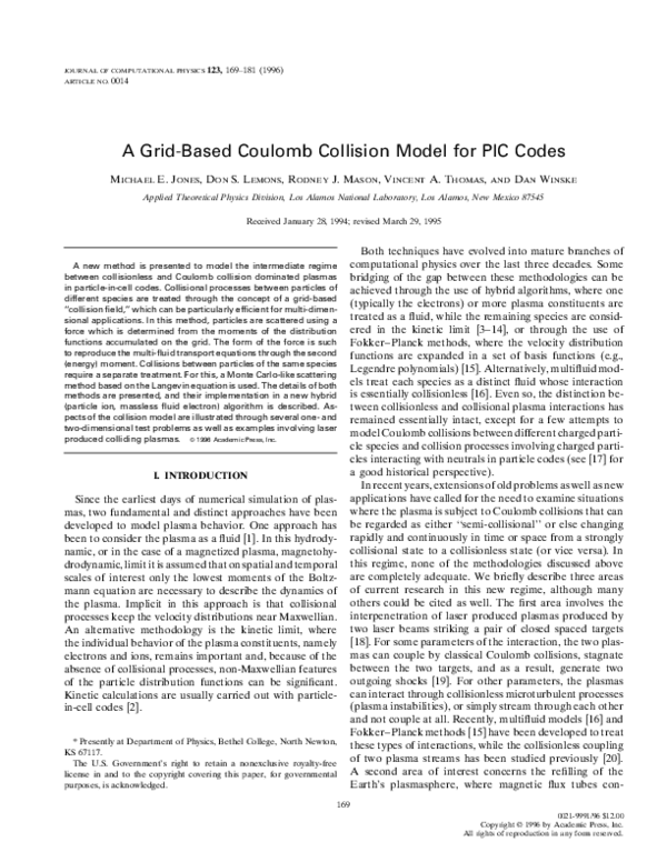 (PDF) A Grid-Based Coulomb Collision Model for PIC Codes
