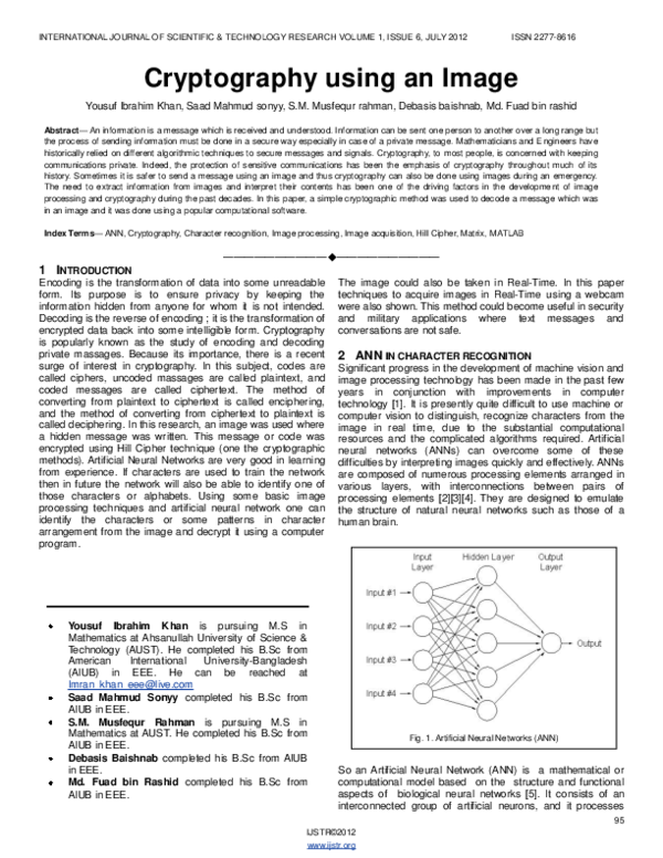 (PDF) Cryptography Using an Image