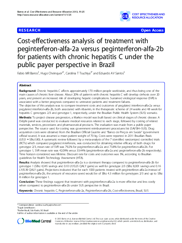 (PDF) Cost-effectiveness analysis of treatment with peginterferon-alfa ...