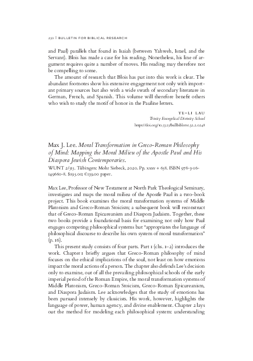 (PDF) Review of Moral Transformation in Greco-Roman Philosophy of Mind